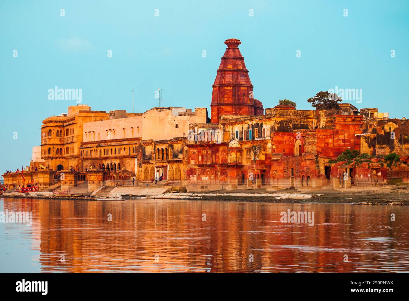Krishna Temple at the Keshi Ghat on Yamuna river in Vrindavan near ...