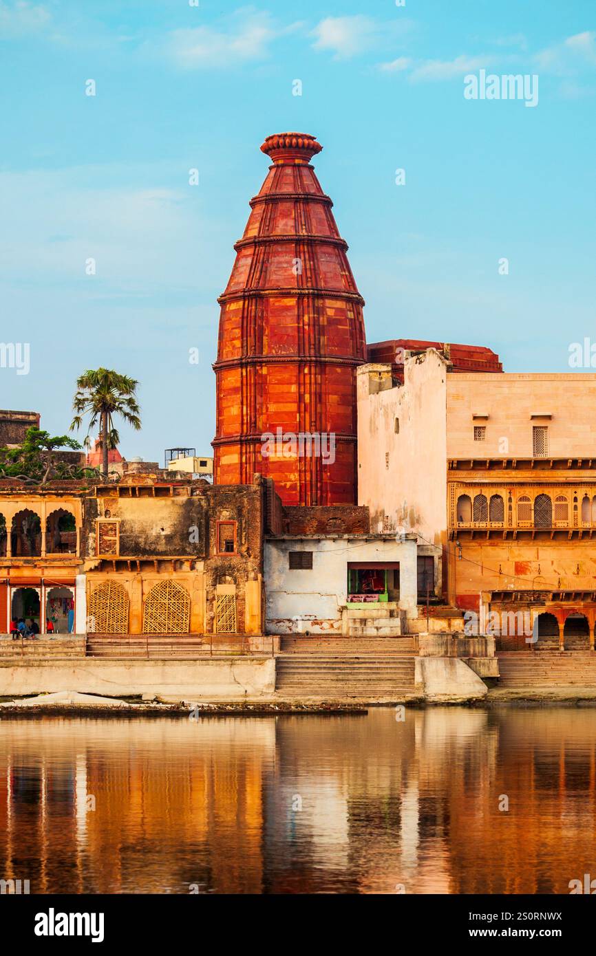 Krishna Temple at the Keshi Ghat on Yamuna river in Vrindavan near ...