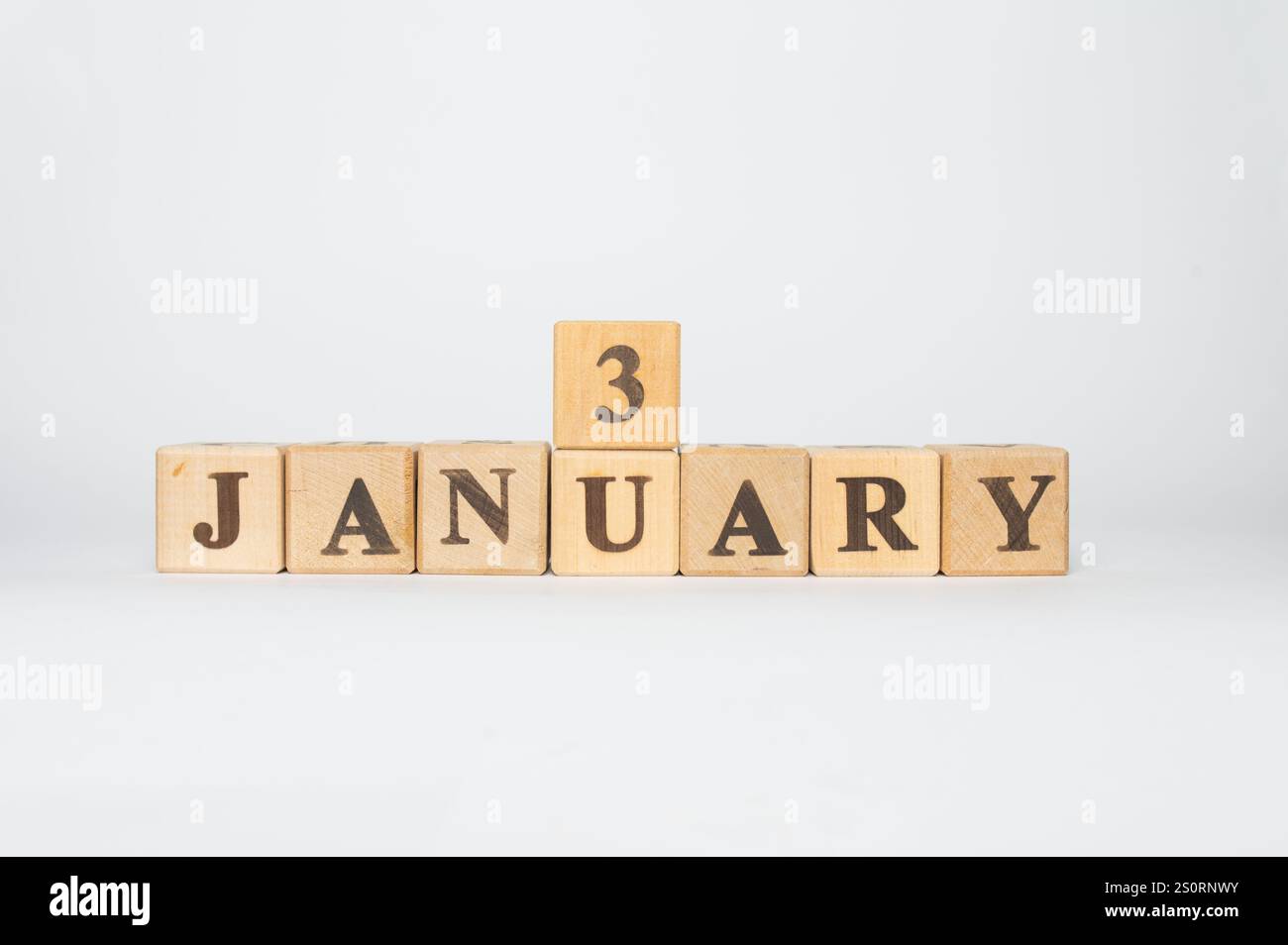 Wooden Calendar Showing the Date of January 3rd. Martin Luther. Hillary ...