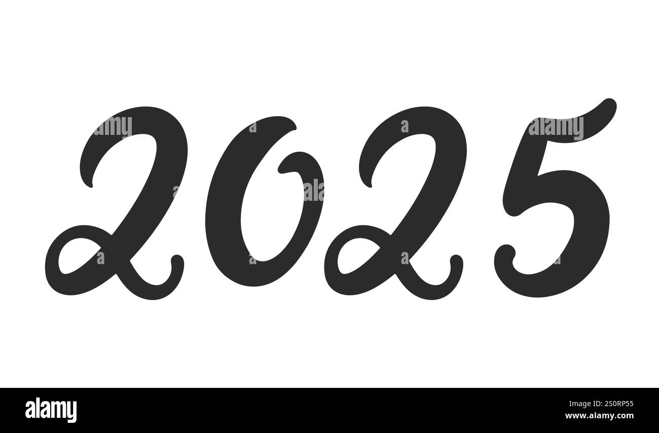 New Year 2025 Hand Lettering Banner Vector Numbers Stock Vector Image ...