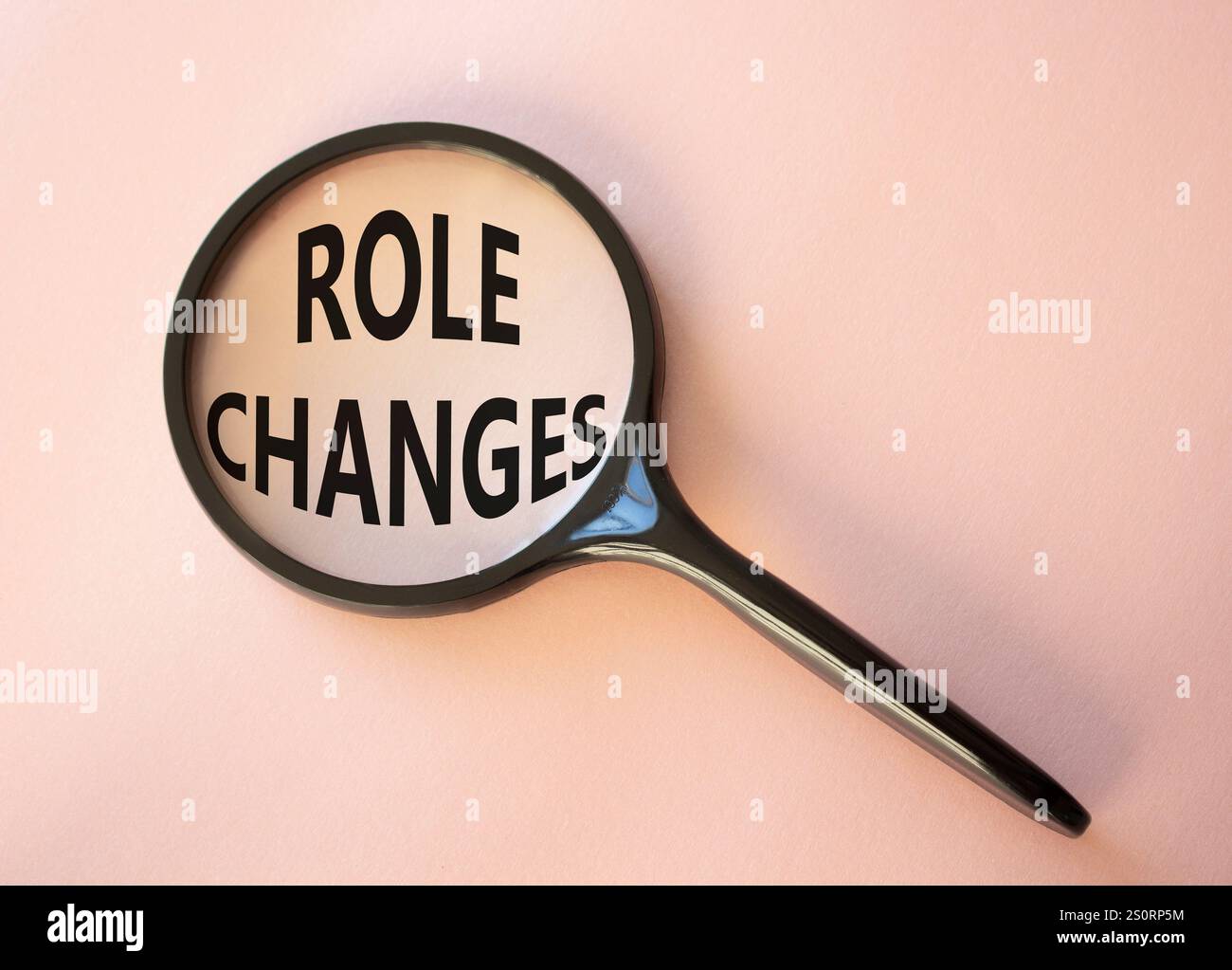 Role changes symbol. Concept words Role changes on magnifying glass ...