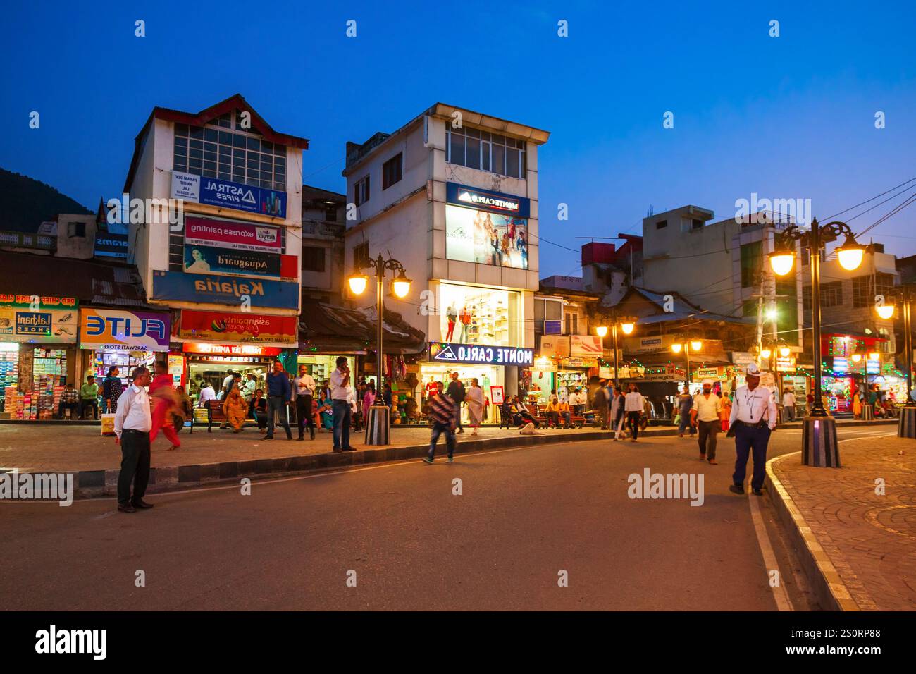 MANDI, INDIA - OCTOBER 04, 2019: Main street in Mandi town, Himachal ...