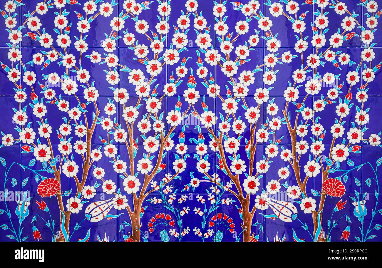 Floral pattern design on the wall of the Sheikh Zayed Grand Mosque, the ...