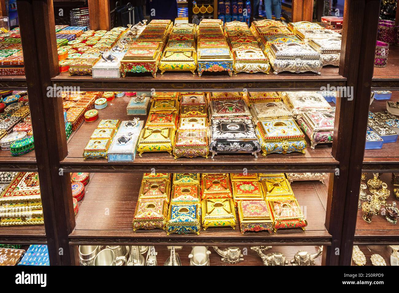 DUBAI, UAE - MARCH 02, 2019: Traditional arabic jewelry box souvenir in ...