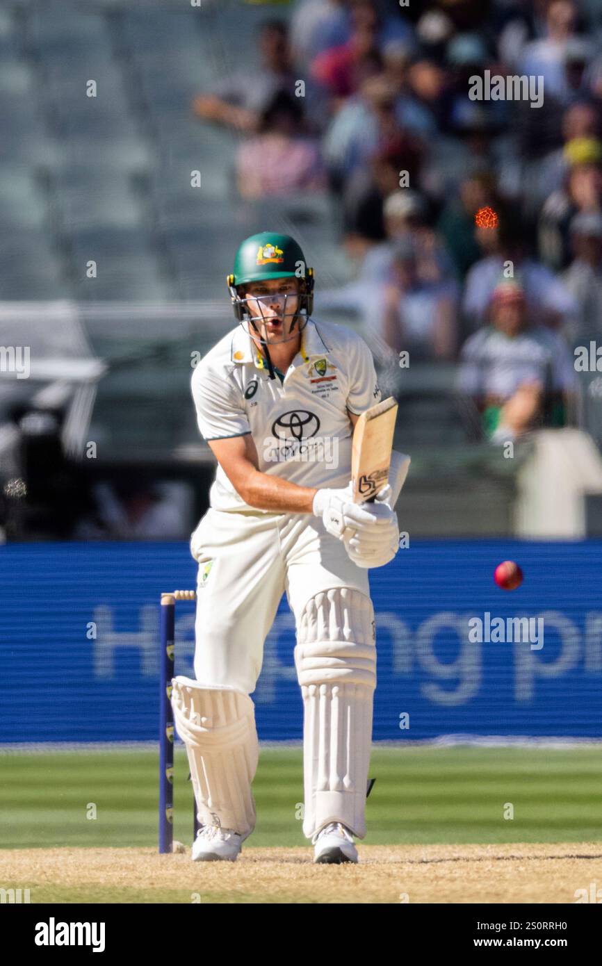 MELBOURNE, AUSTRALIA - DECEMBER 29: Scott Boland of Australia bats ...