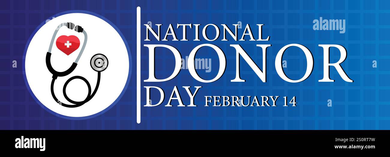 National Donor Day. February 14. Suitable for greeting card, poster and ...