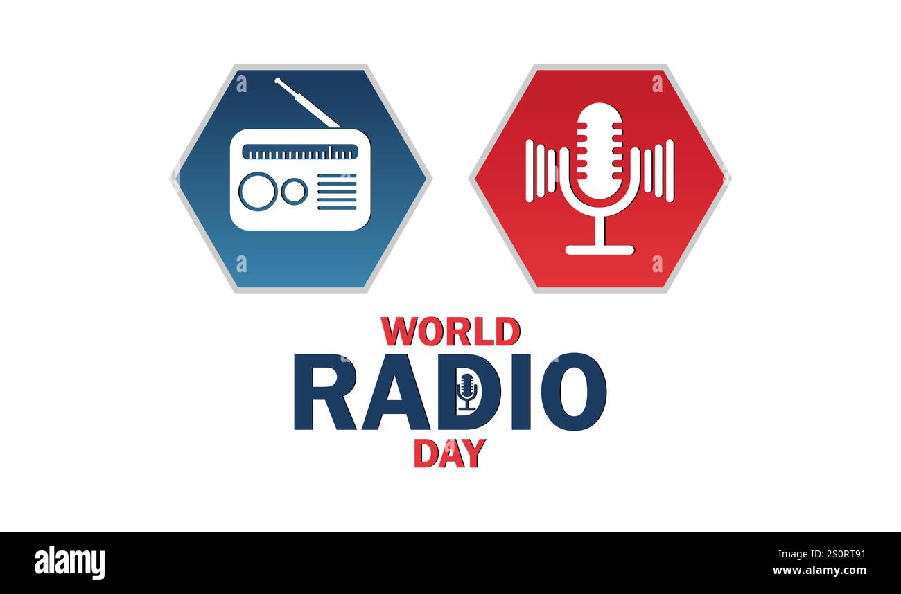 World Radio Day greeting card suitable for social media and background ...