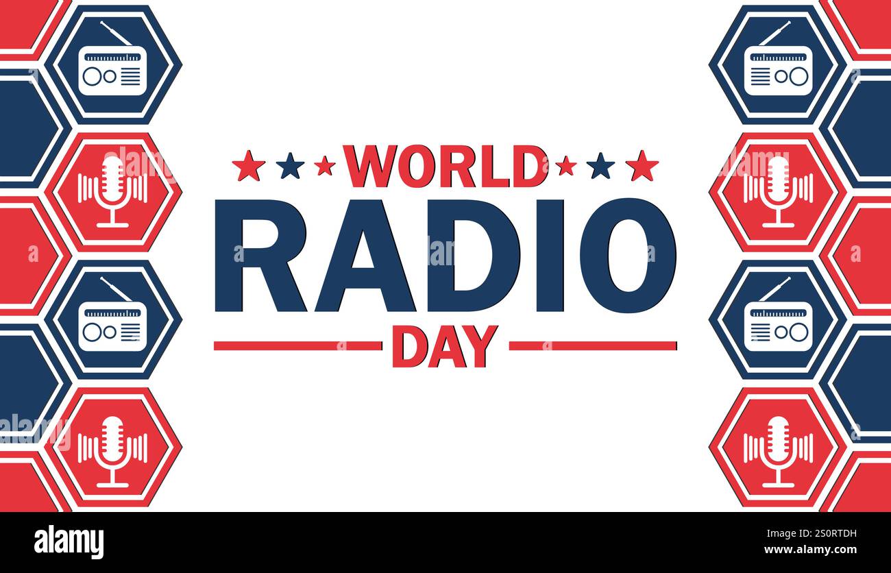 World Radio Day wallpaper with shapes and typography, banner, card ...