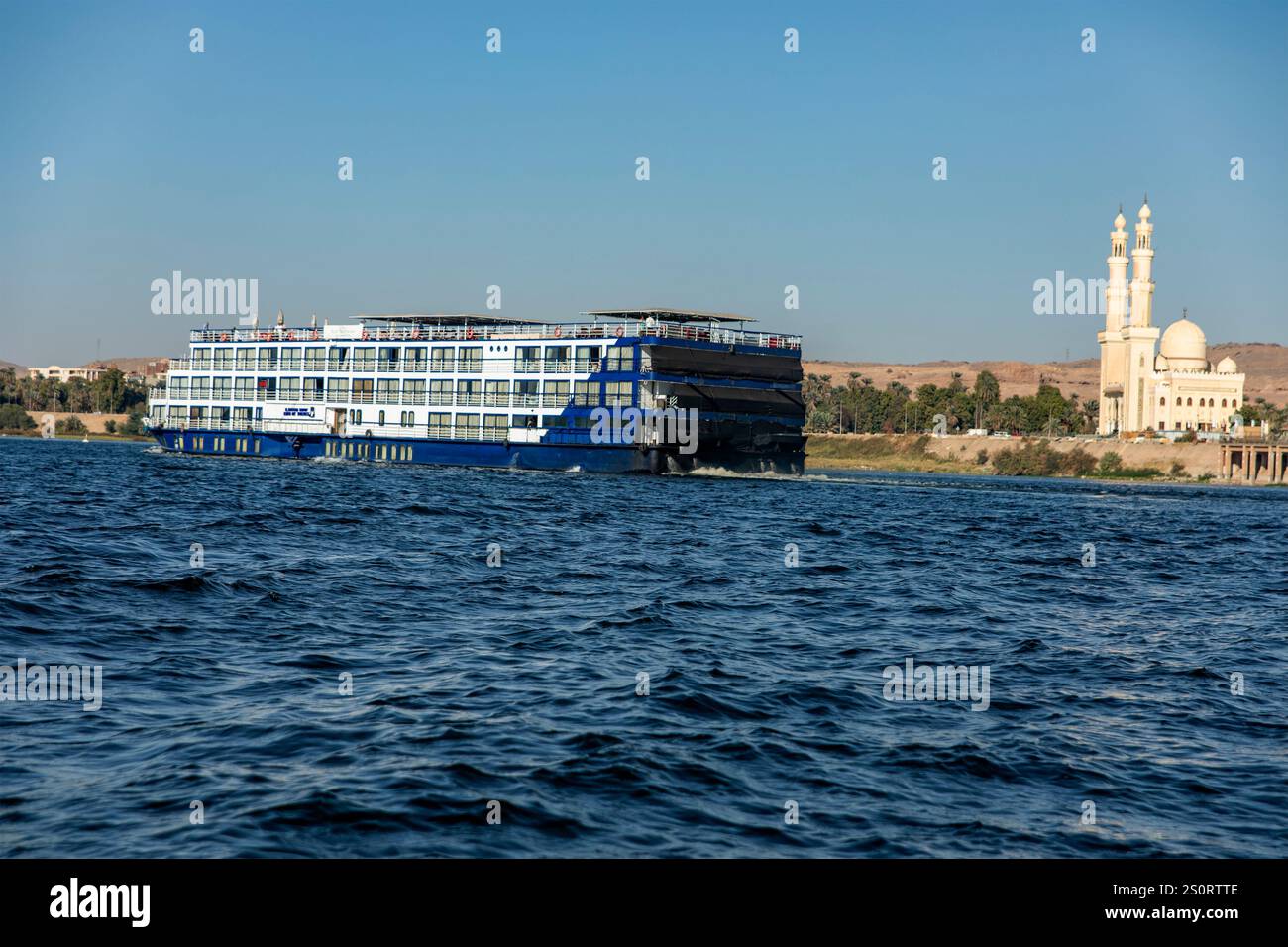 Aswan, Egypt; January 18, 2024: Enjoying a Nile river cruise that has just departed from the ...
