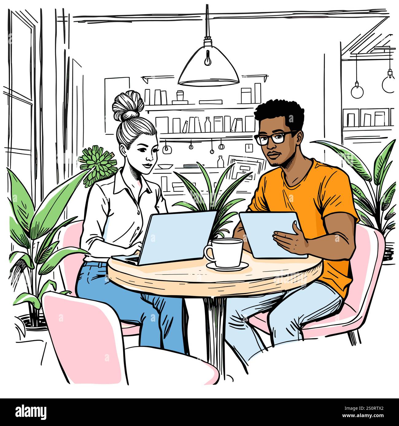 Student discussion table Cut Out Stock Images & Pictures - Alamy