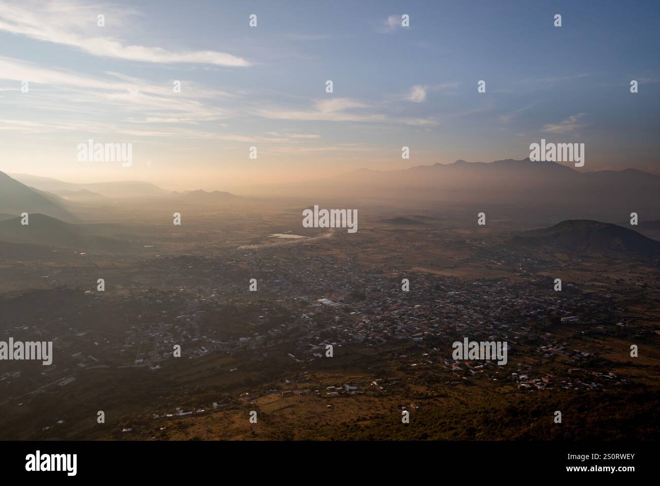 Views from the southern mountains of Oaxaca of the community of ...