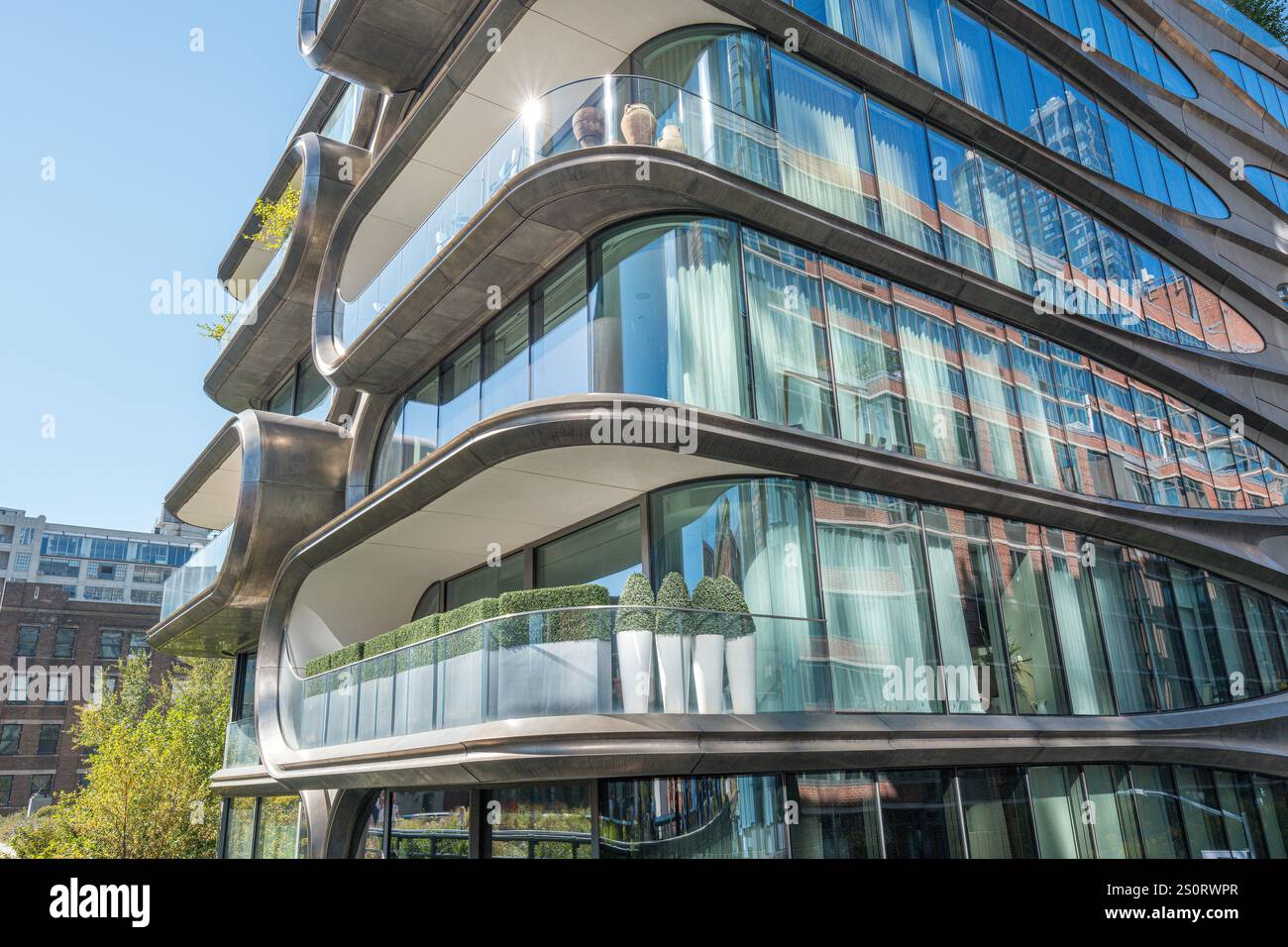 Modern apartment building with floor-to-ceiling windows seen in New ...