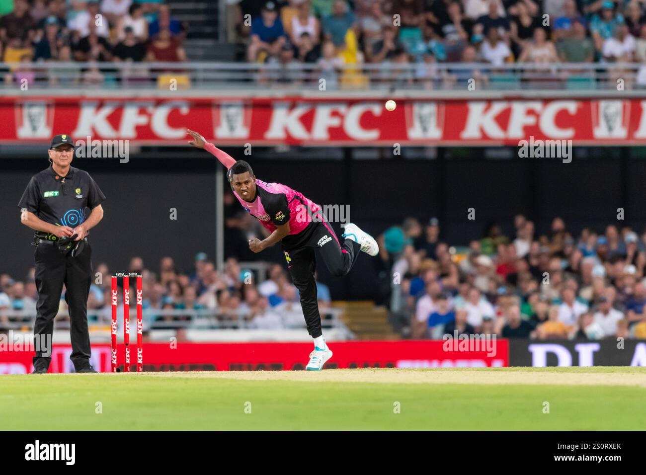 Brisbane, Australia. 29th Dec 2024. Akeal Hosein of the Sydney Sixers ...