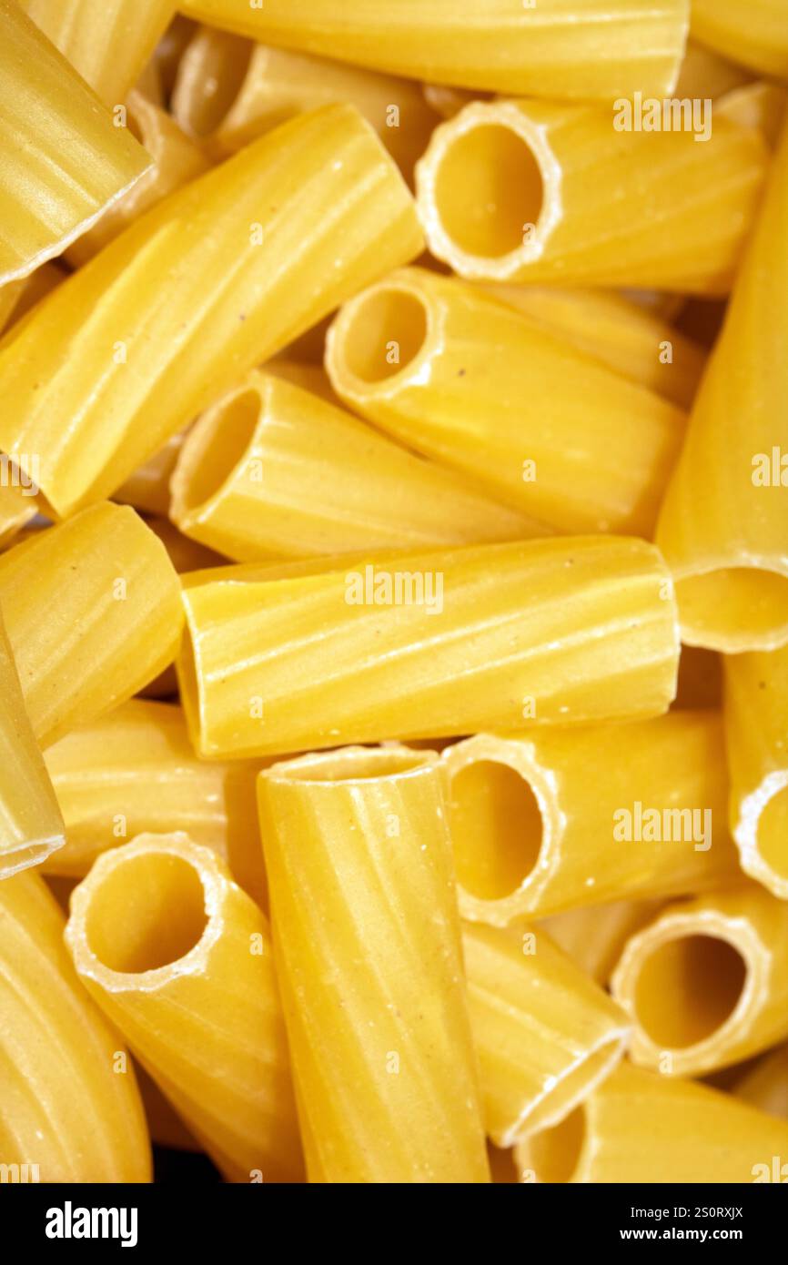 Close Up of Dried Uncooked Rigatoni Pasta Shape in a White Bowl Stock ...