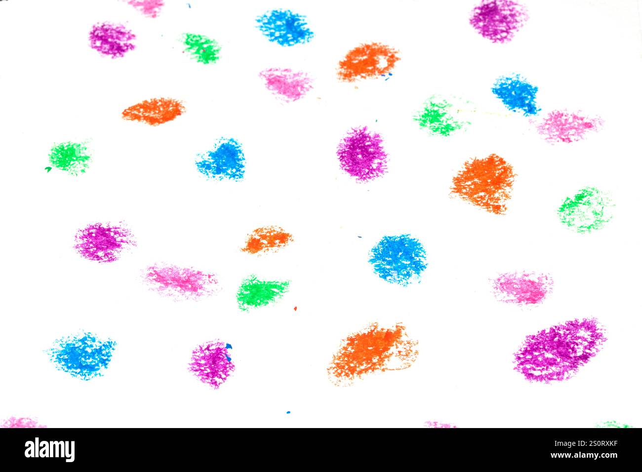 Pastel Oil Crayon Multicolour Rainbow Dots and Spots Child Like Drawing ...