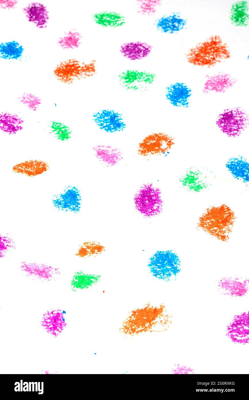 Pastel Oil Crayon Multicolour Rainbow Dots and Spots Child Like Drawing ...