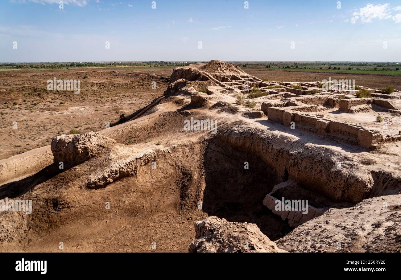Aerial view of ancient archaeological ruins on a dry landscape ...