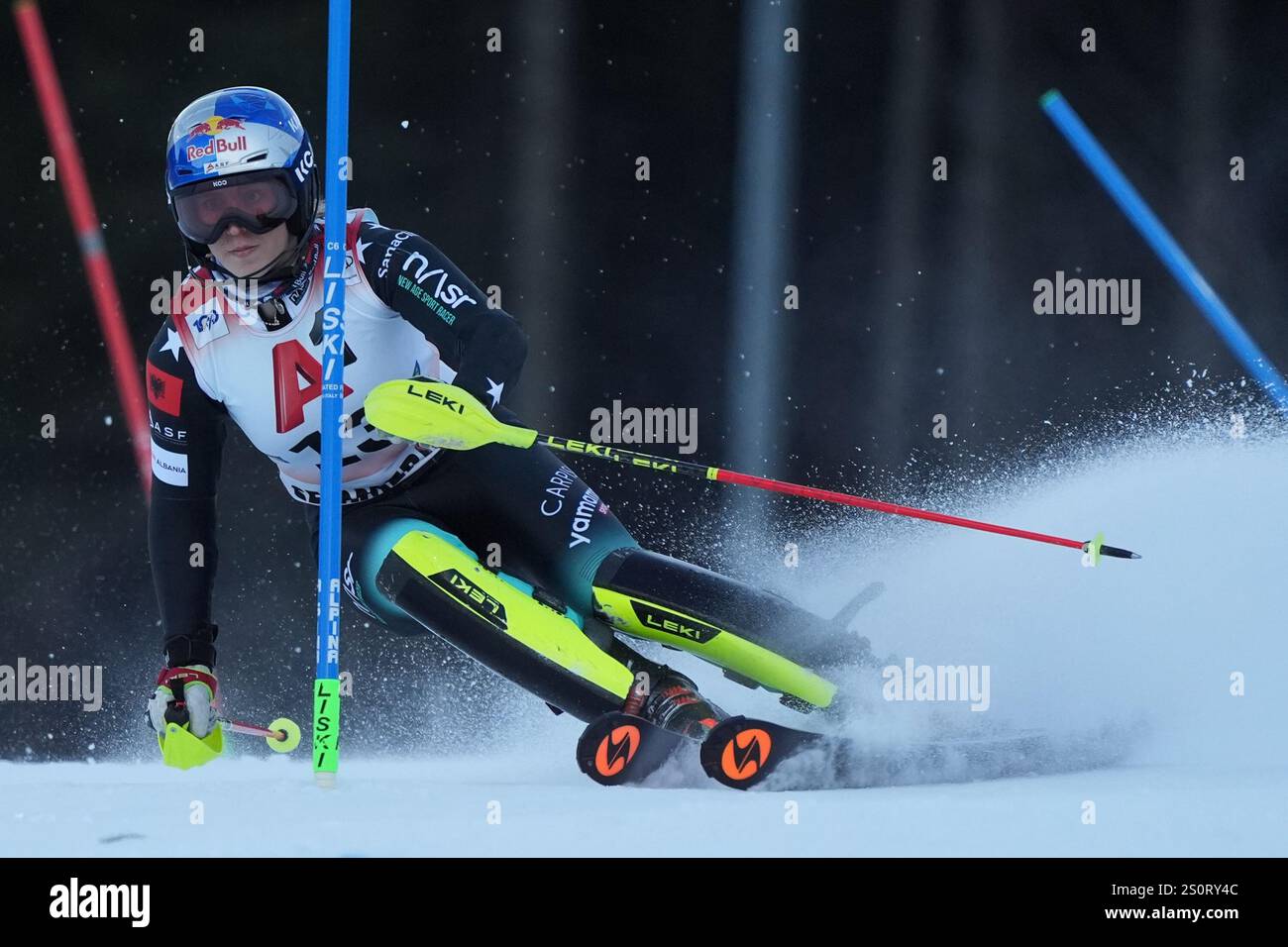 Albania's Lara Colturi speeds down the course during an alpine ski ...