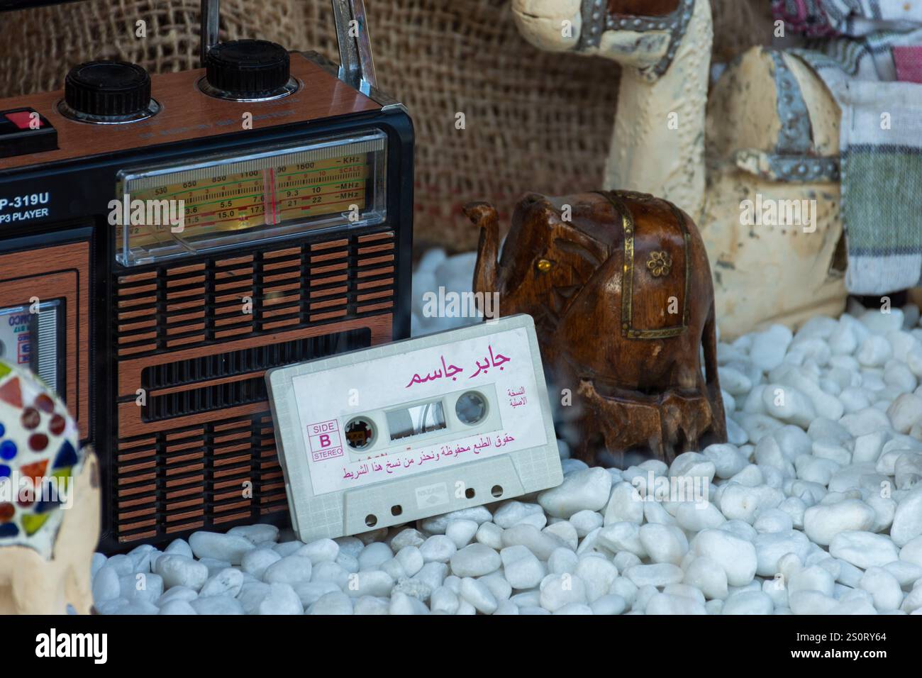 Vintage radio with decor in a gift shop in Al Seef Dubai Creek, United ...