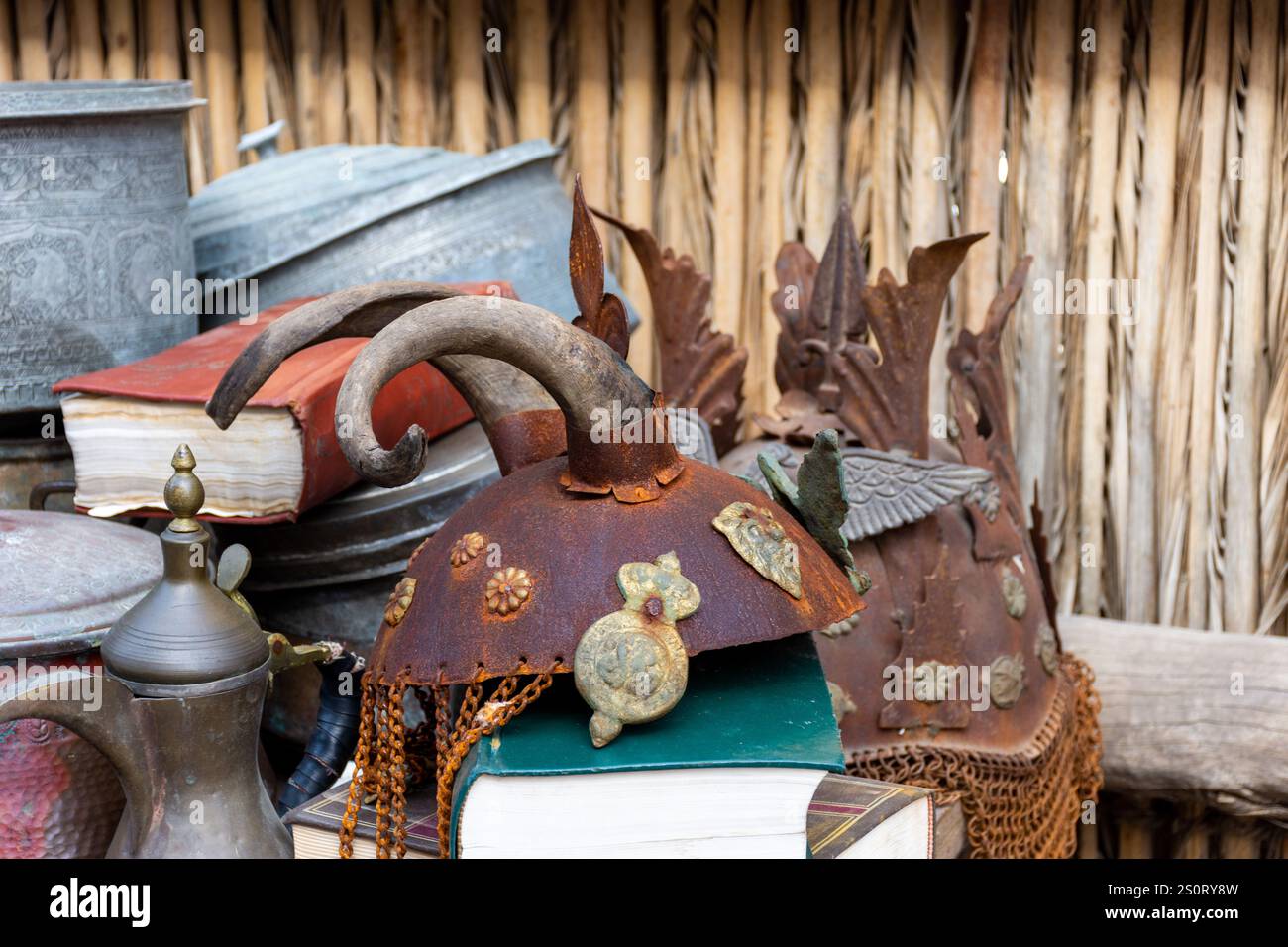 Vintage artifacts collection in a gift shop in Dubai, United Arab ...