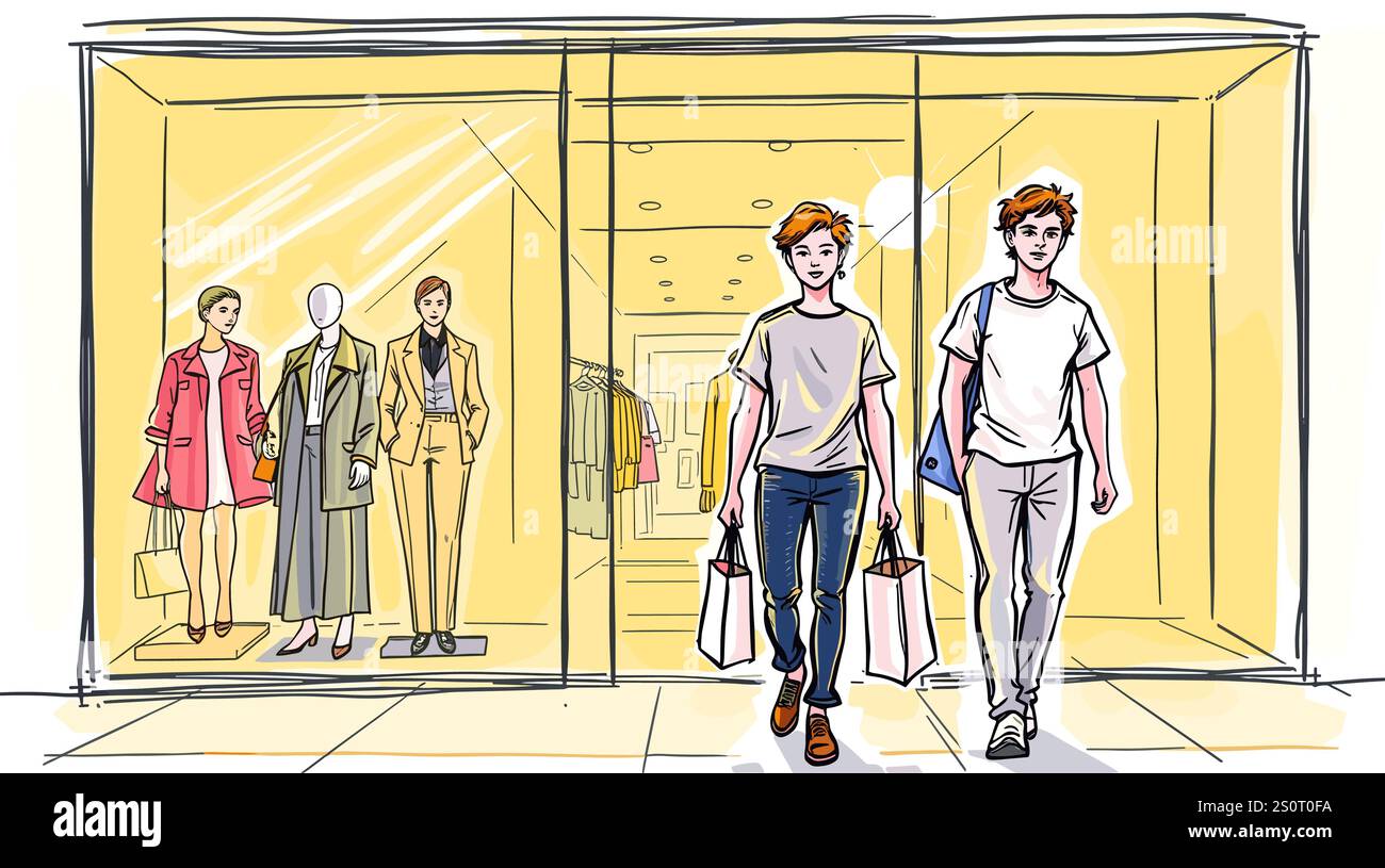 Young woman fashion boutique Stock Vector Images - Alamy