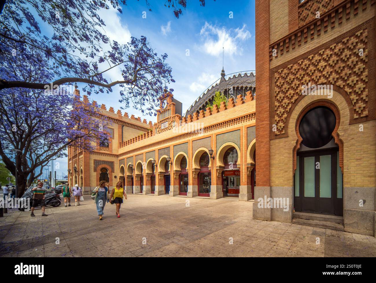 Seville, Spain, May 15 2022, Neo-Mudejar styled building with ...