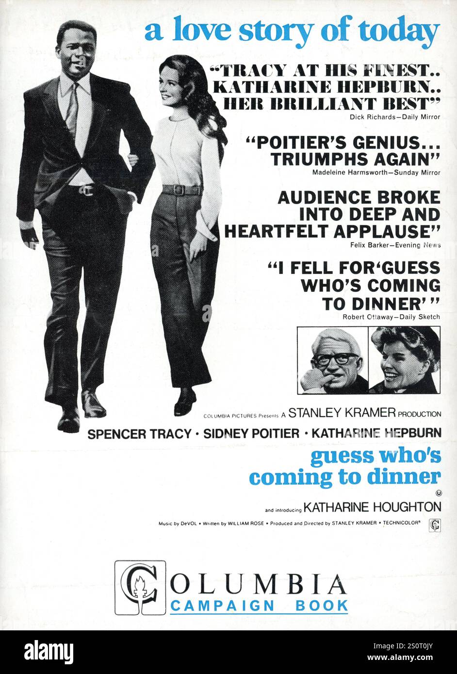 SPENCER TRACY KATHARINE HEPBURN SIDNEY POITIER and KATHARINE HOUGHTON ...
