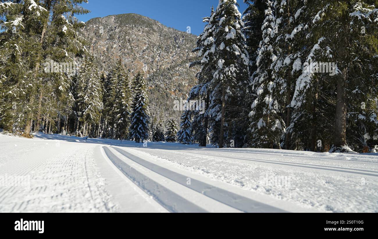 Cross-country ski trail in Pertisau am Achensee Stock Photo - Alamy