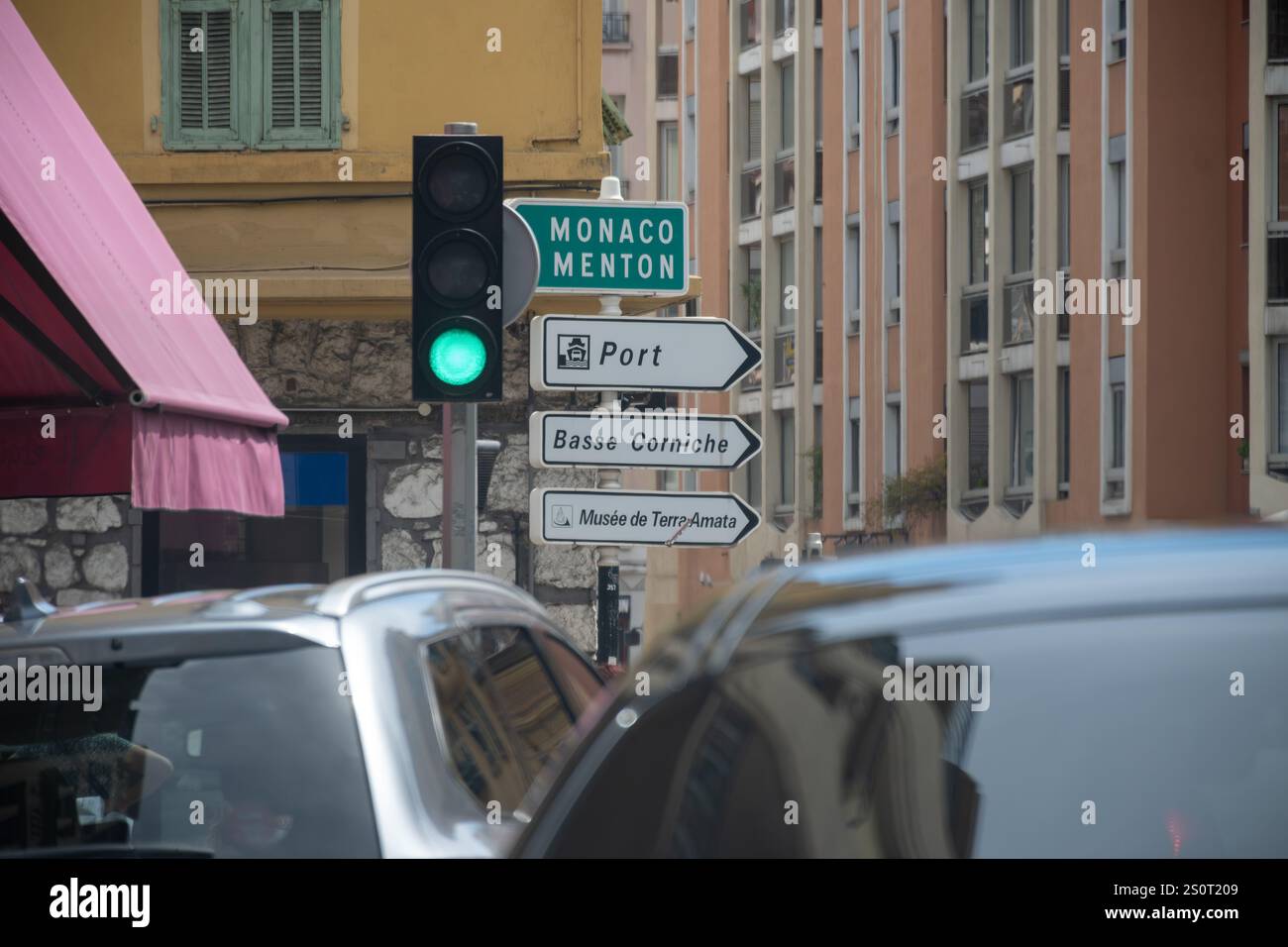 Driving car or family camper on free on Cote d'azur, French Riviera in ...