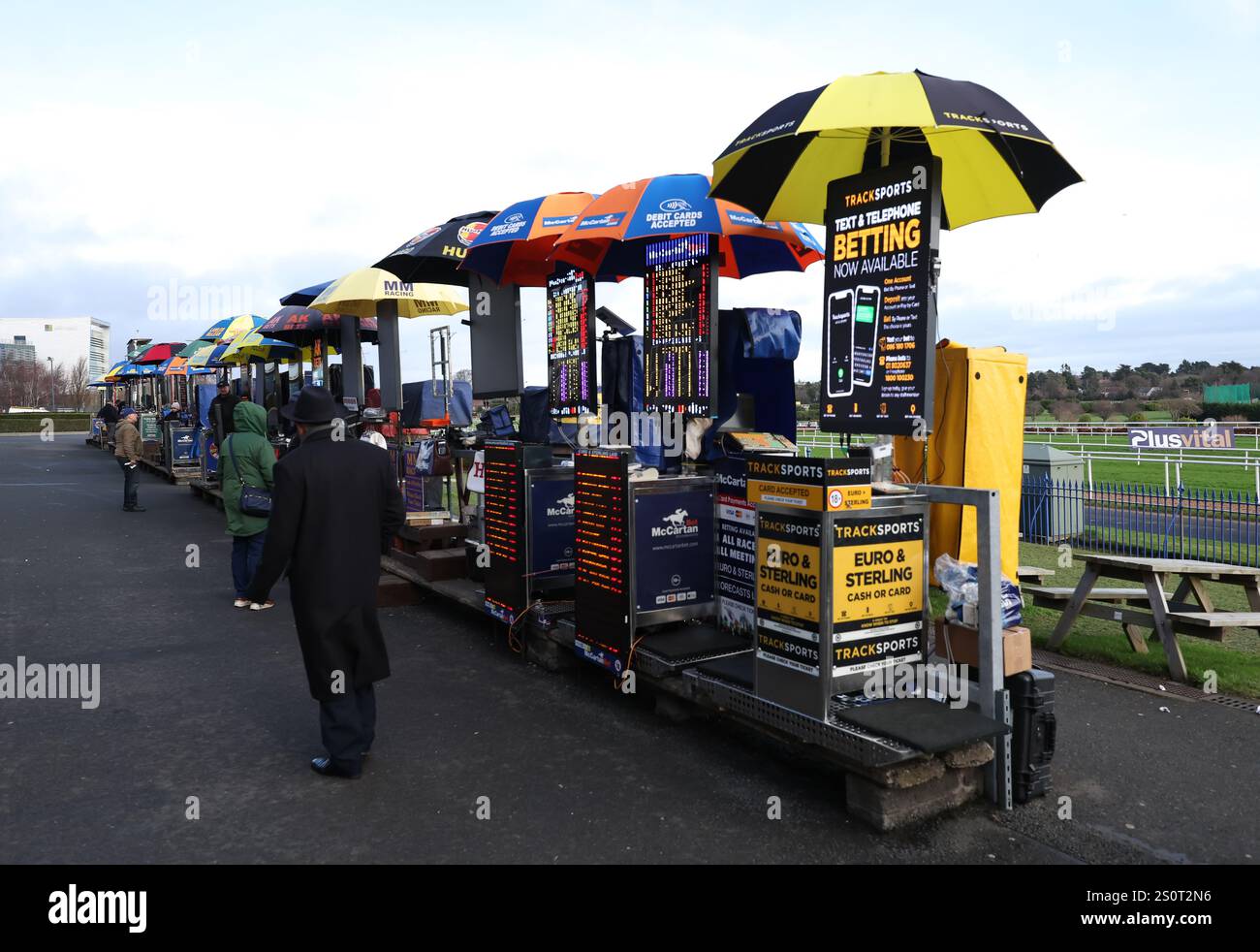 Bookmakers stalls are set up before day four of the Christmas Festival ...