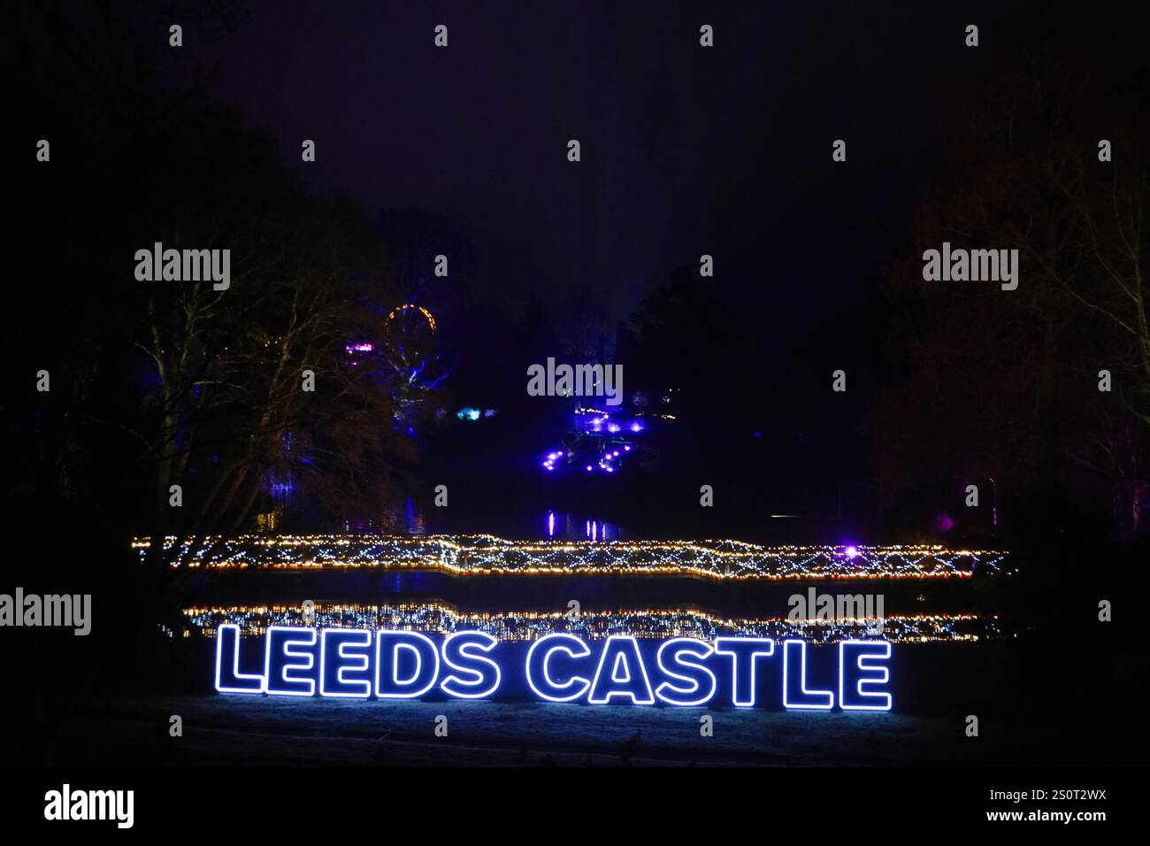 Christmas Lights at Leeds Castle Stock Photo - Alamy