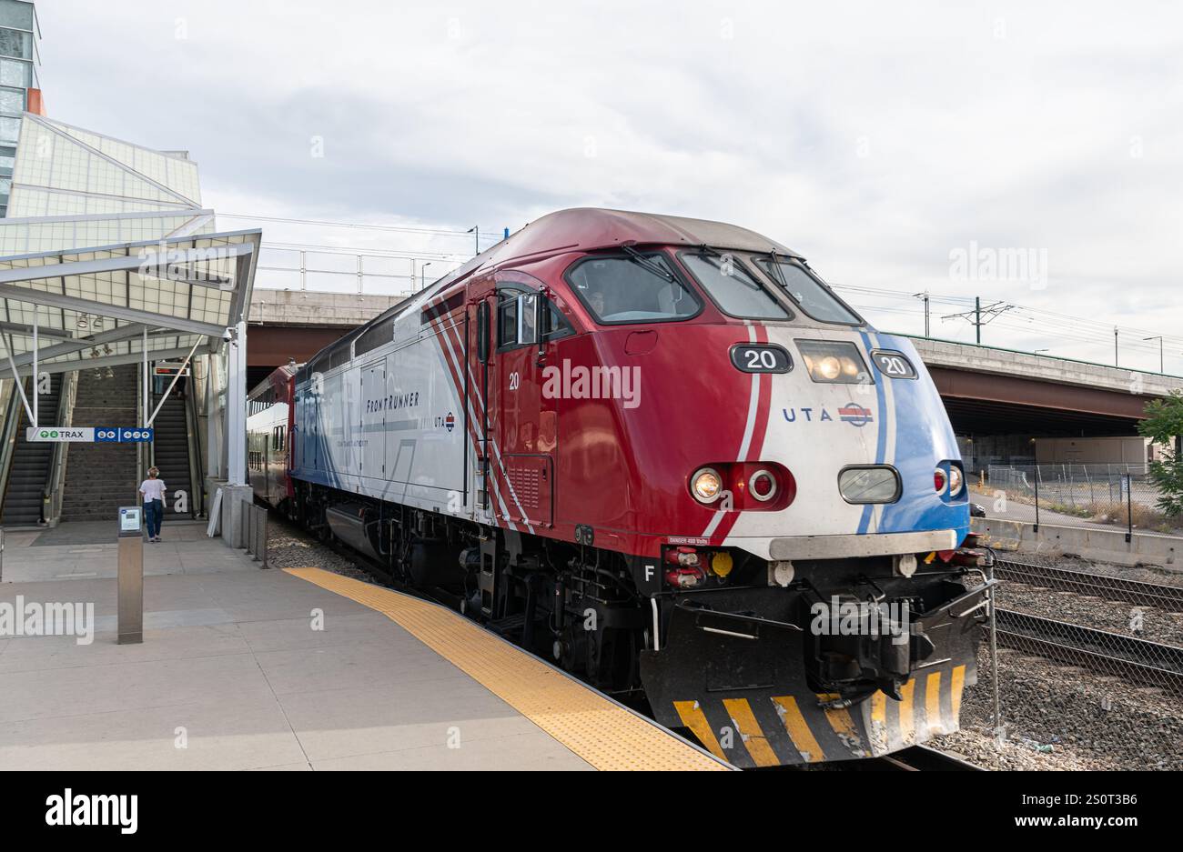 Frontrunner Train Locomotive at North Temple Station, Salt Lake City ...