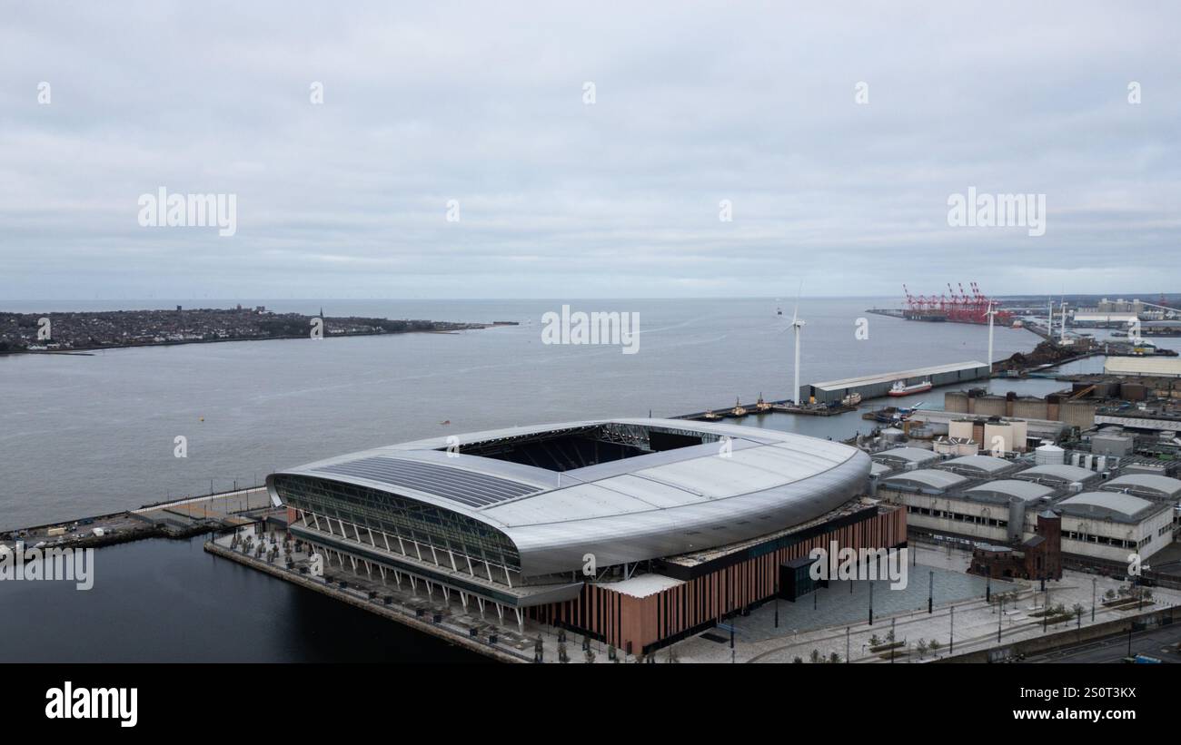 An Aerial view of Everton's New Ground at Bramley-Moore Dock, Liverpool ...