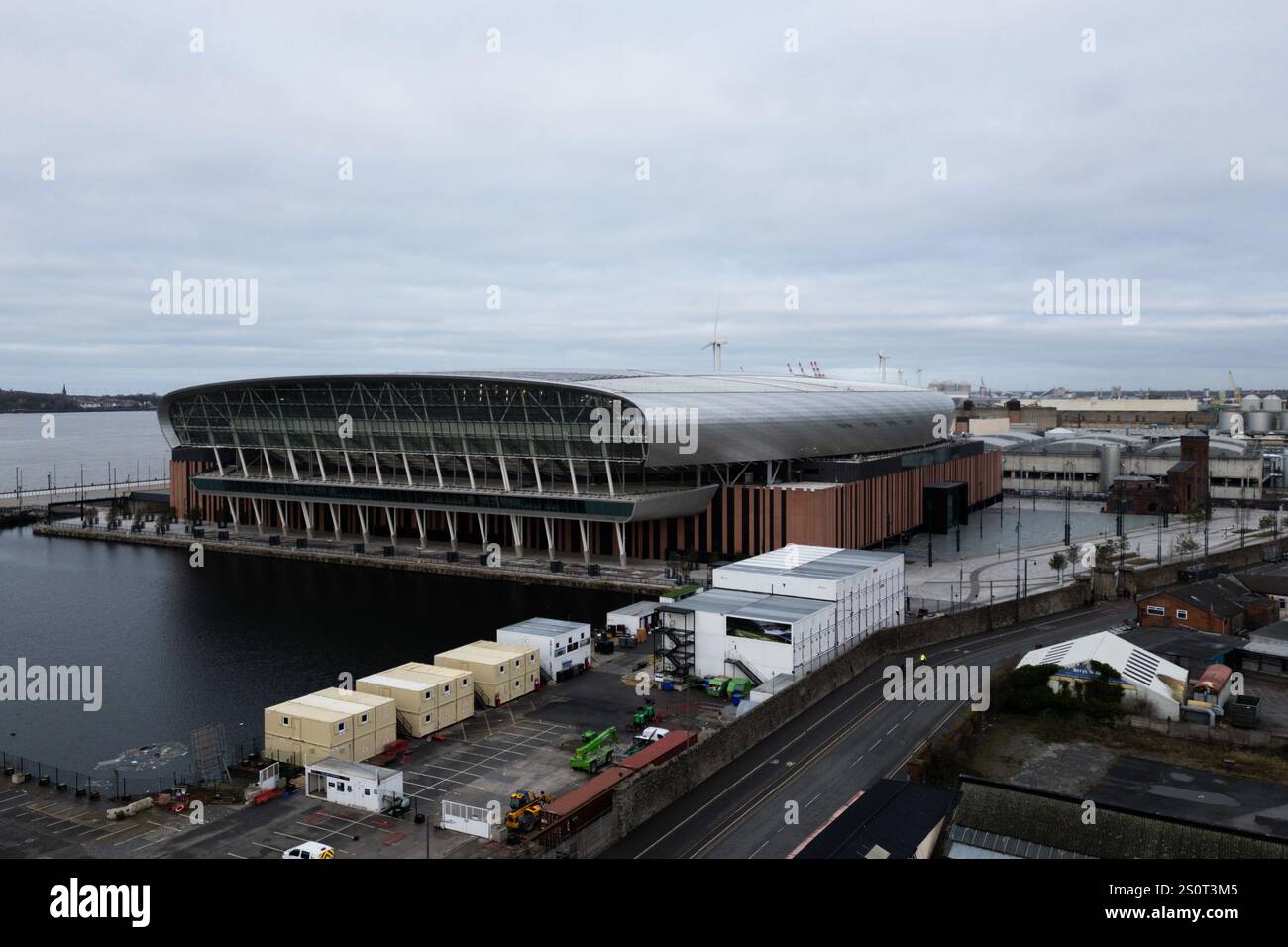 An Aerial view of Everton's New Ground at Bramley-Moore Dock, Liverpool ...