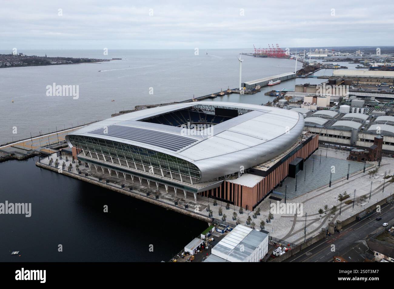 An Aerial view of Everton's New Ground at Bramley-Moore Dock, Liverpool ...