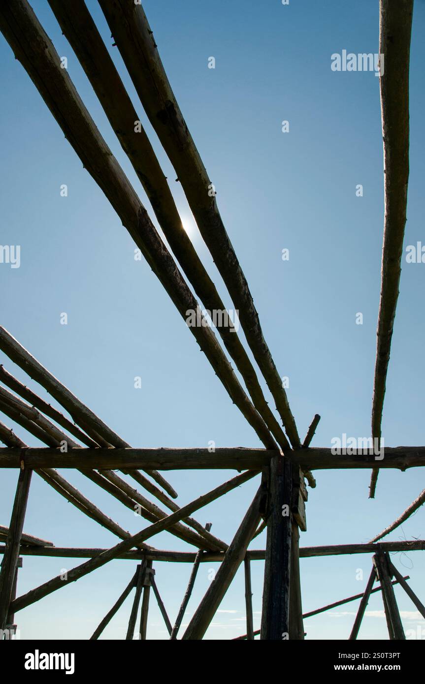 Fish drying racks along the shoreline in Akranes. West Iceland Stock ...