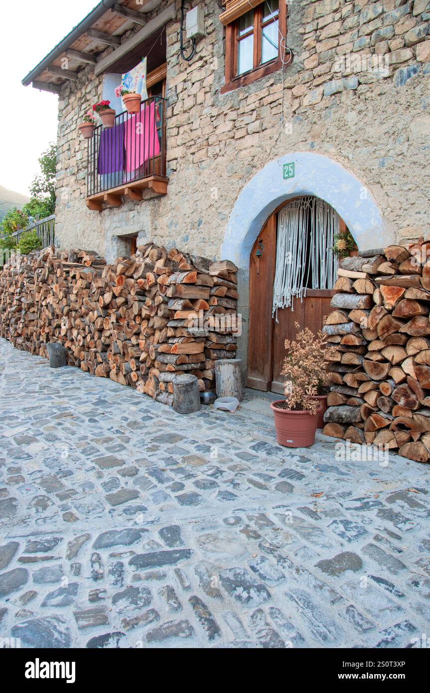 Traditional Architecture of Pyrenees Village of Anso. Huesca. Spain ...