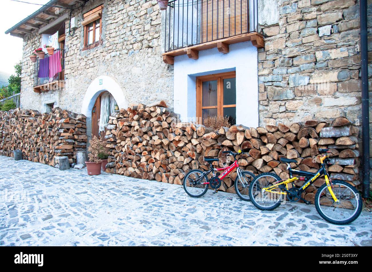 Traditional Architecture of Pyrenees Village of Anso. Huesca. Spain ...
