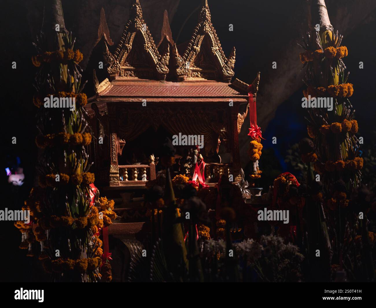 Shrine of the household god, Joss house, Wooden spirit house in ...