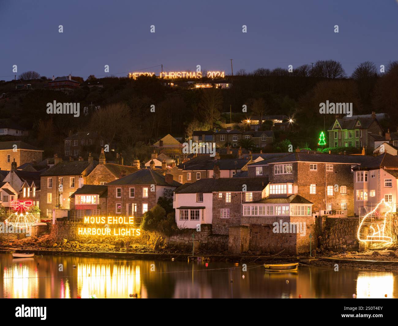 Mousehole Harbour Christmas Lights 2024 Stock Photo - Alamy