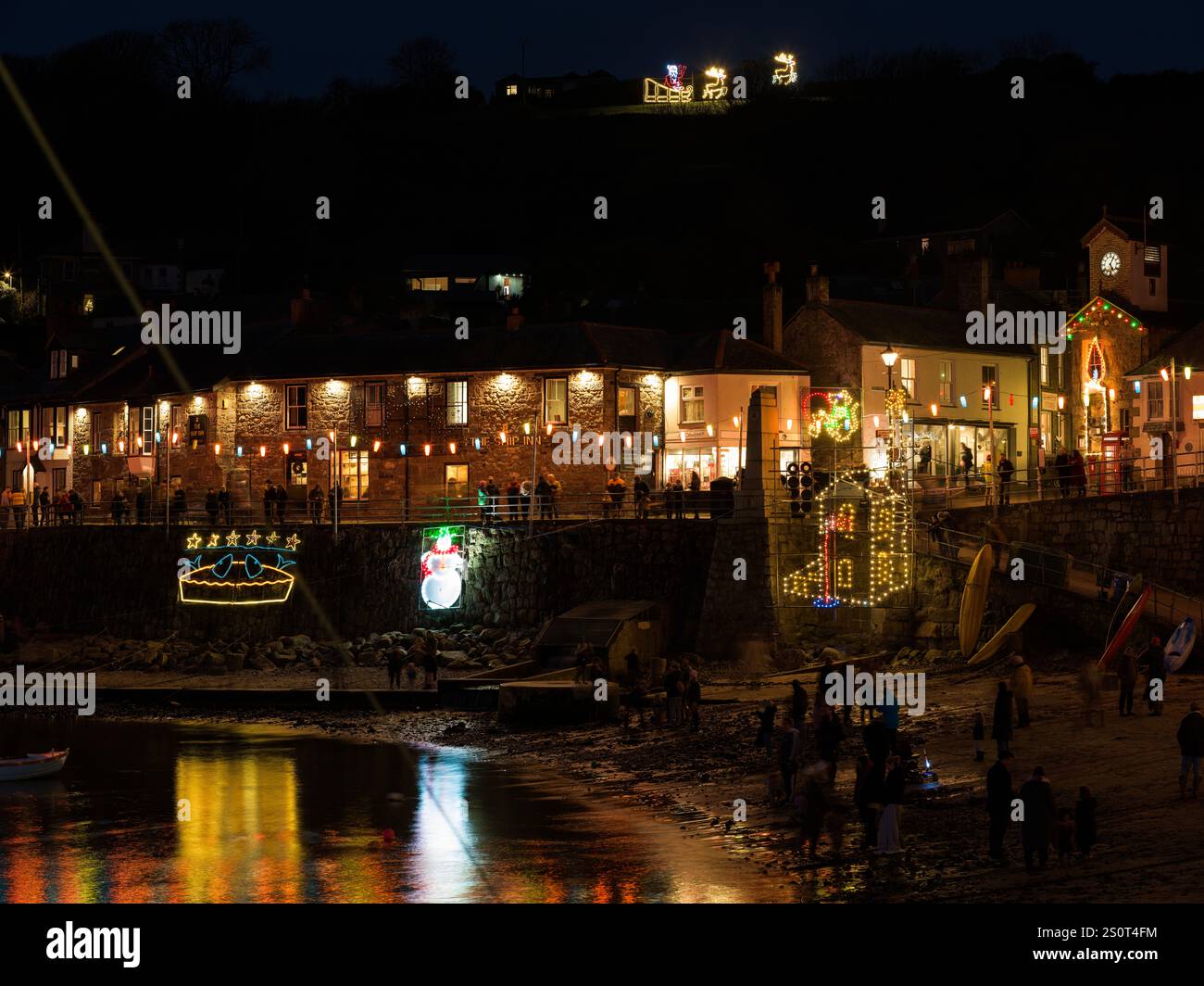 Mousehole Harbour Christmas Lights 2024 Stock Photo - Alamy
