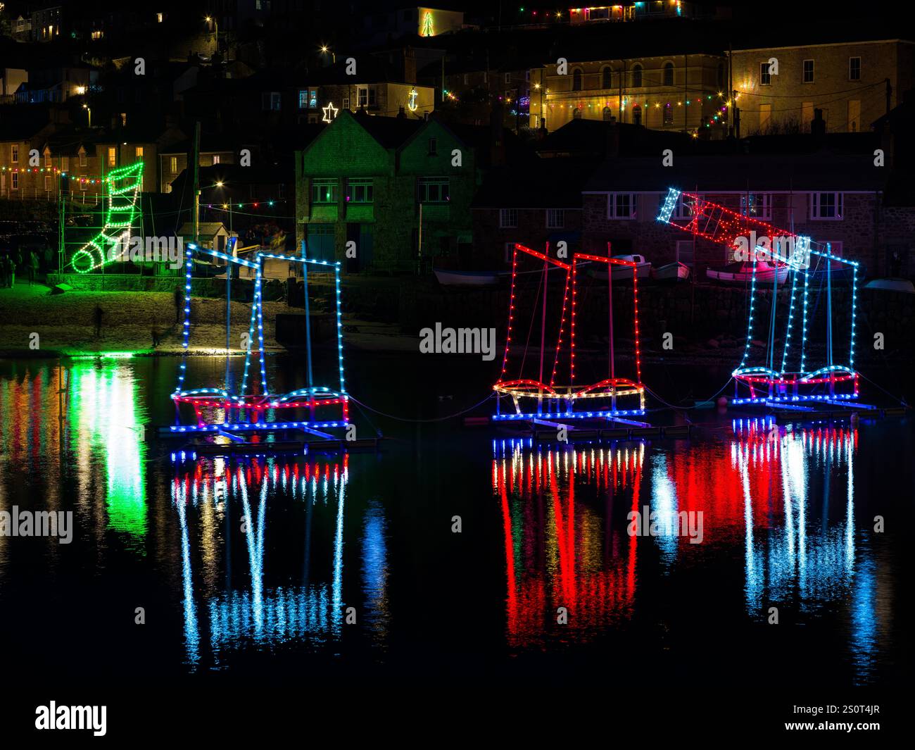 Mousehole Harbour Christmas Lights 2024 Stock Photo - Alamy