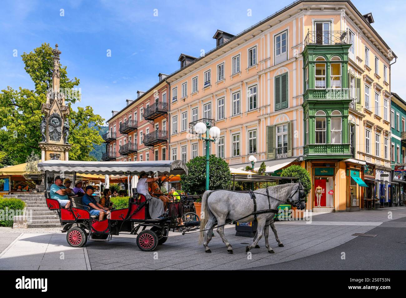 Austria. Bad Ischl - horse-drawn carriage with tourists through the ...