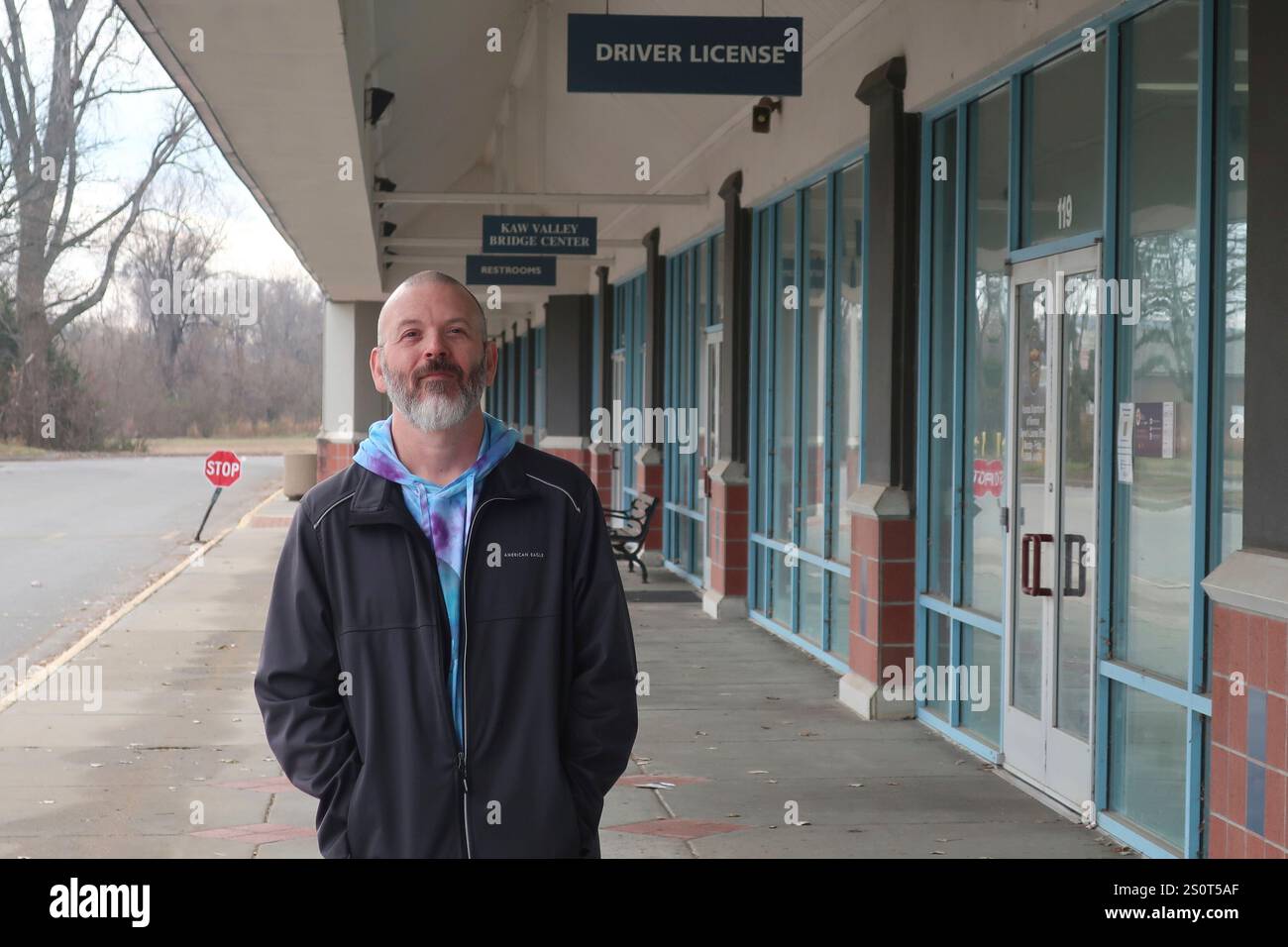 Steven Fish, of Garnett, Kan., stands outside a driver’s license office ...