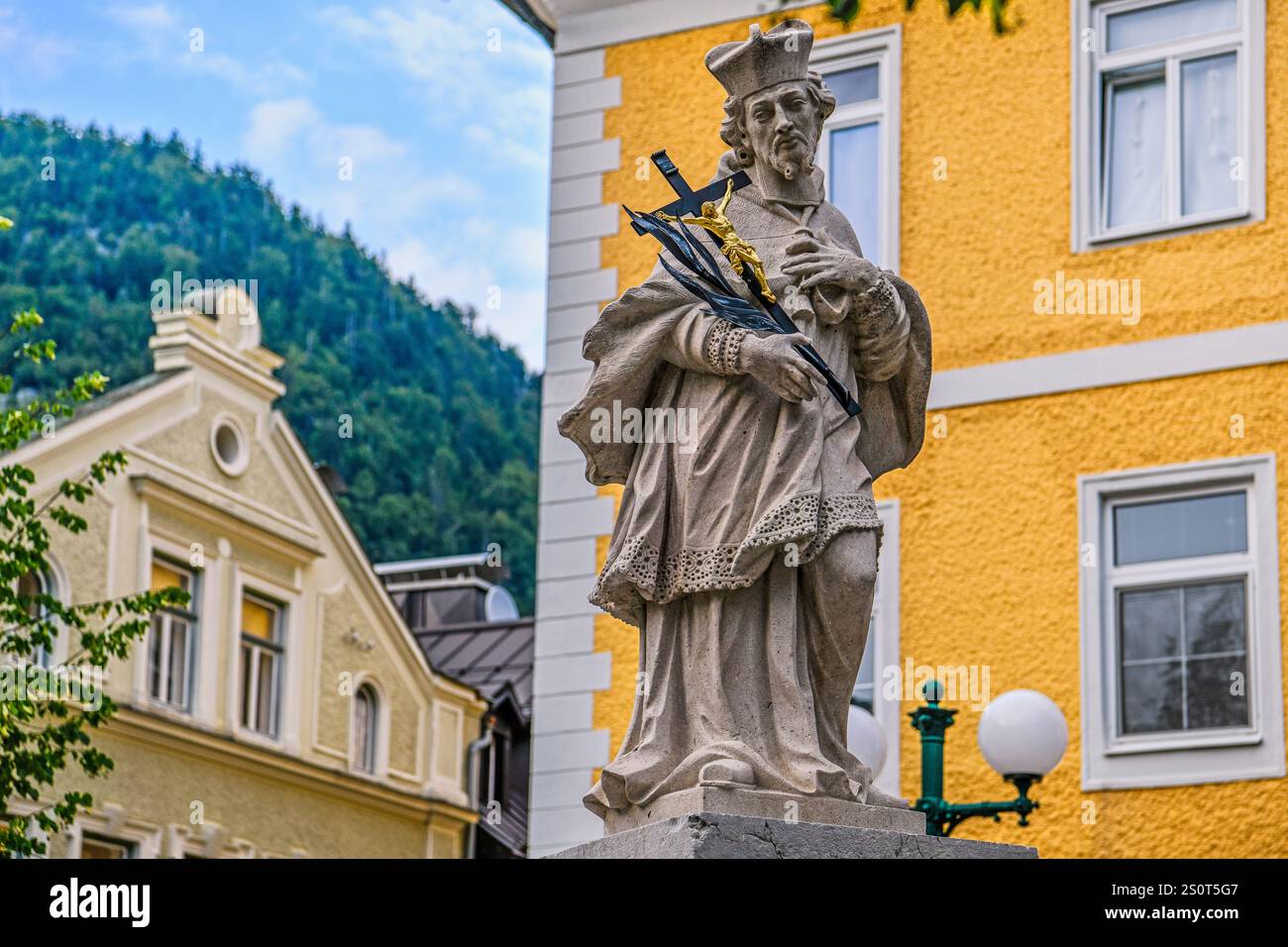 Austria - Bad Ischl - Kreuzplatz Square statue of Saint John of Nepomuk ...