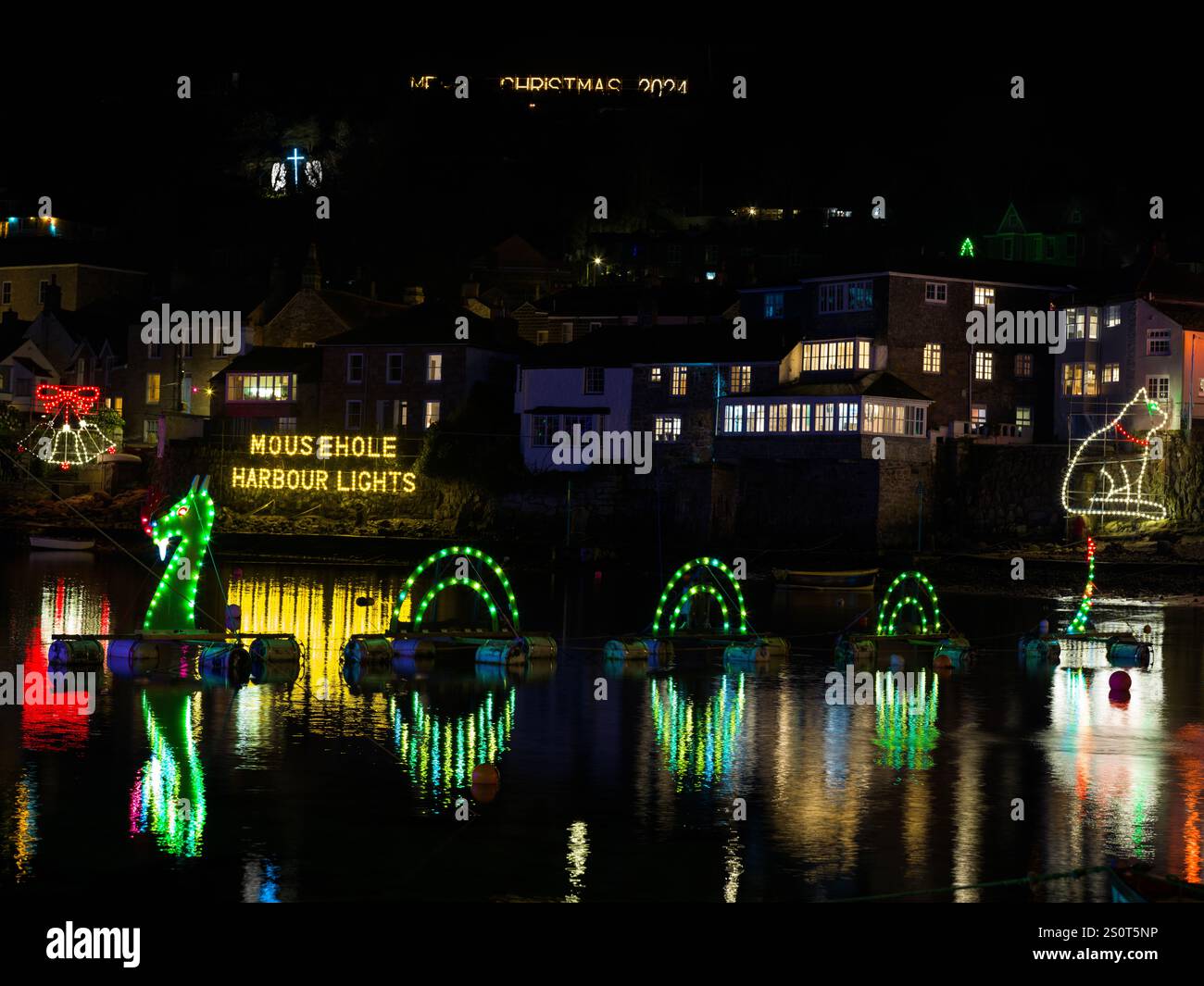 Mousehole Harbour Christmas Lights 2024 Stock Photo - Alamy