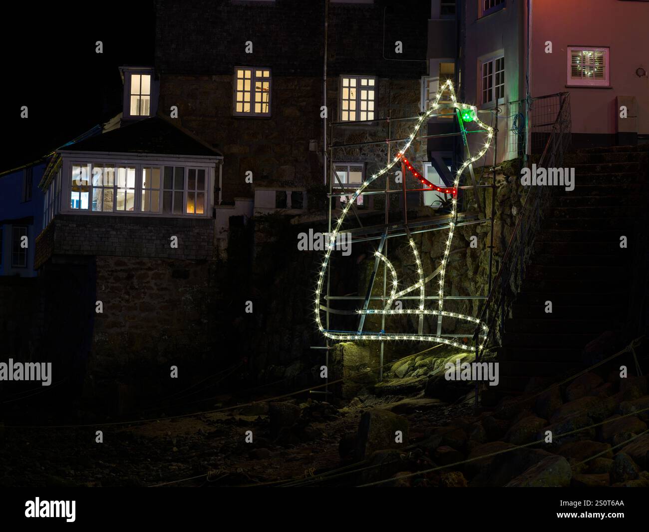 Mousehole Harbour Christmas Lights 2024 Stock Photo - Alamy
