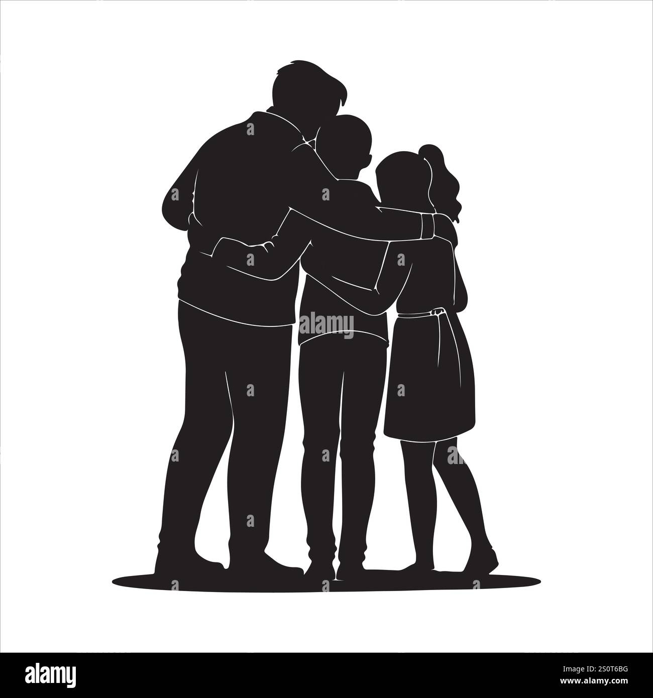 silhouette of group hug vector illustration eps 10 on a white ...