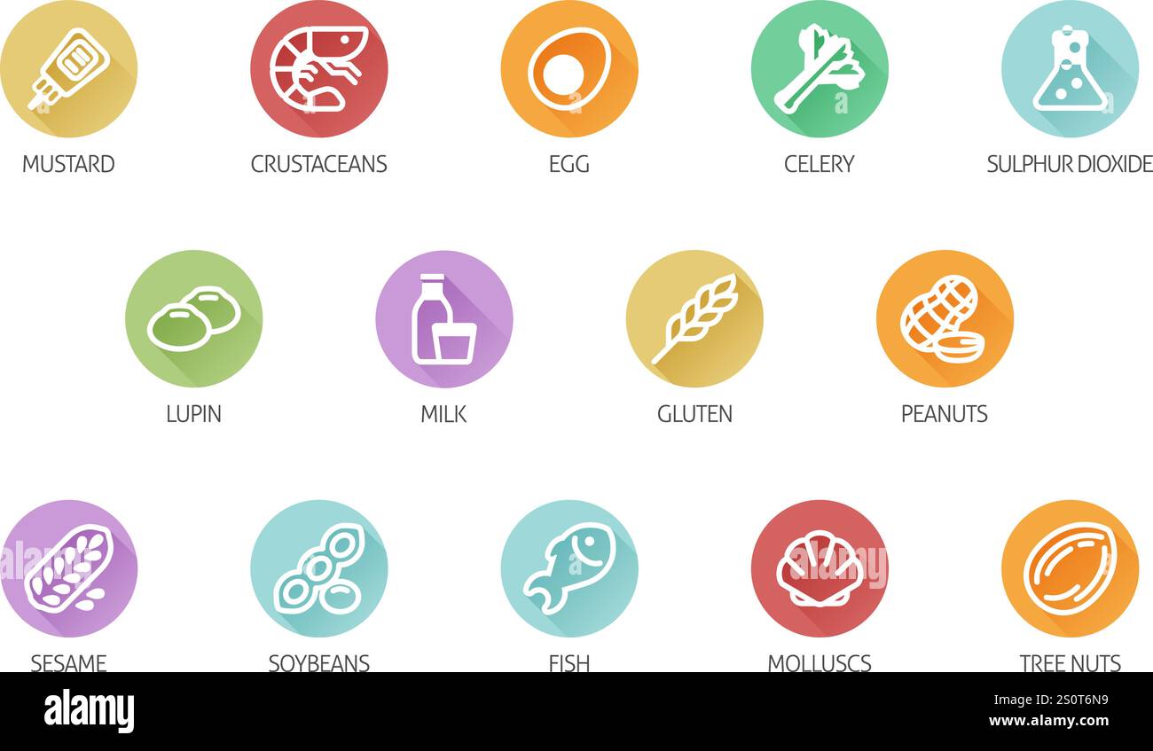 Allergen Food Major Allergy Icons Stock Vector Image & Art - Alamy