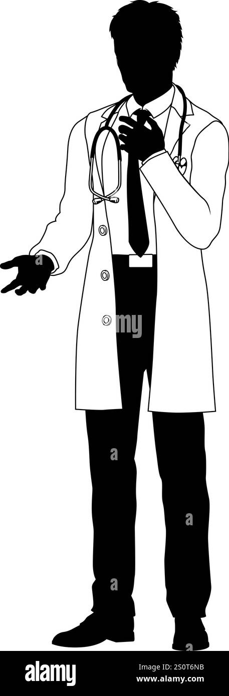Doctor Man Medical Silhouette Healthcare Person Stock Vector Image ...